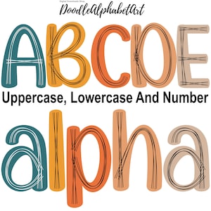 Earthy Boho Color Palette Scribble Letters PNG, A Hand Drawn Set of ...