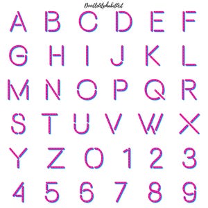 Funky Polka Dot Bright Doodle Alphabet PNG Bundle, Retro Alpha PNG ...