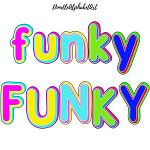 Retro Funky Colorful Alphabet PNG Bundle, Neon Color Palette, 5 Alpha ...