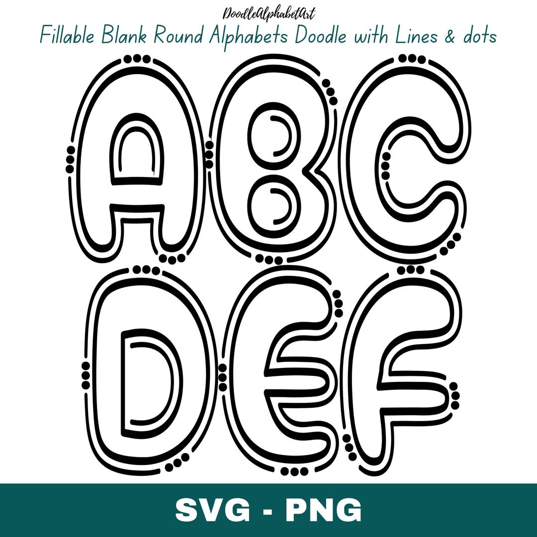 Rounded Alphabet SVG PNG: Fillable Bouncy Letters (digital Download) - Etsy