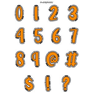 Bright Dots and Lines Doodle Alphabet PNG Bundle, Vibrant Outlined ...