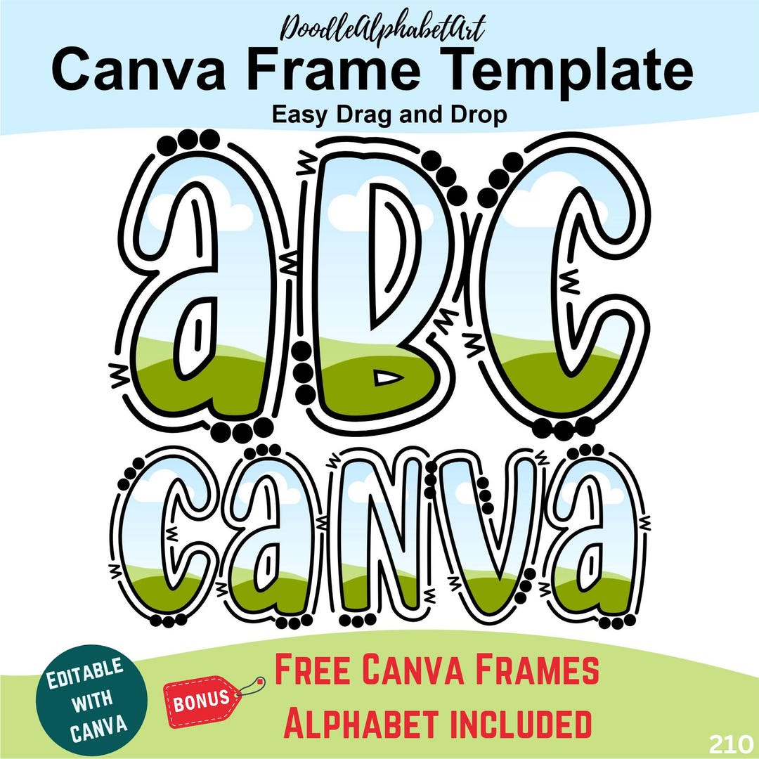 Outlines Dots Canva Frame Letters, Editable Canva Template, Doodle ...