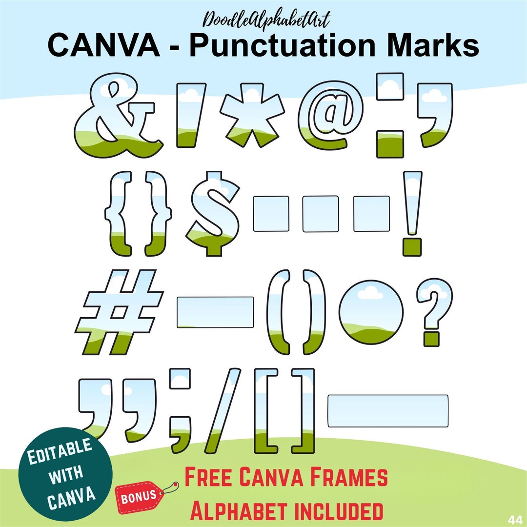 Buy CANVA Frames Template Punctuation Marks: List of Important English ...
