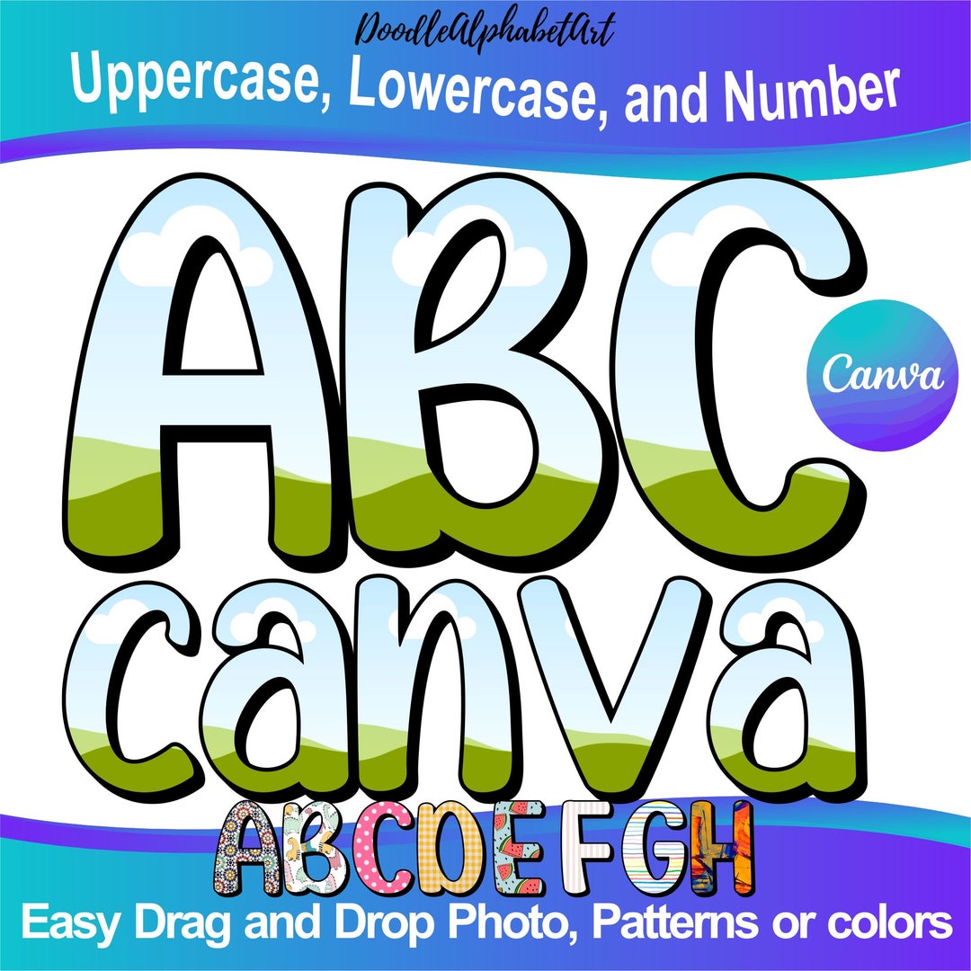 Editable Canva Frame Retro Letters Block Shadow Font - Etsy