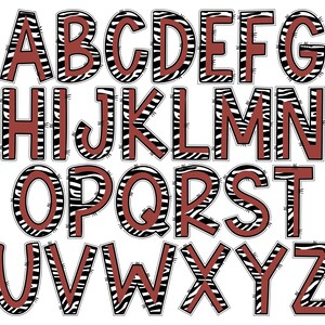 Half Zebra Animal Print Alphabet & Numbers PNG, Boho Doodle Zebra ...