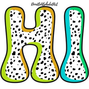 Groovy Dalmatian Doodle Alphabet PNG Bundle: Vibrant Alpha Sets ...