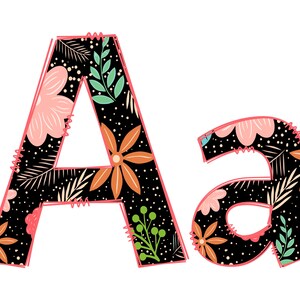 Floral Alphabet PNG, Spring Floral Letters PNG, Roses Floral Doodle ...