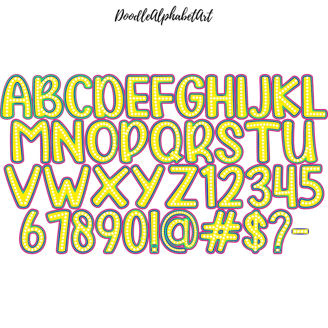 Polka Dot Marquee Alphabet PNG Bundle: Funky Colorful Letters (digital ...