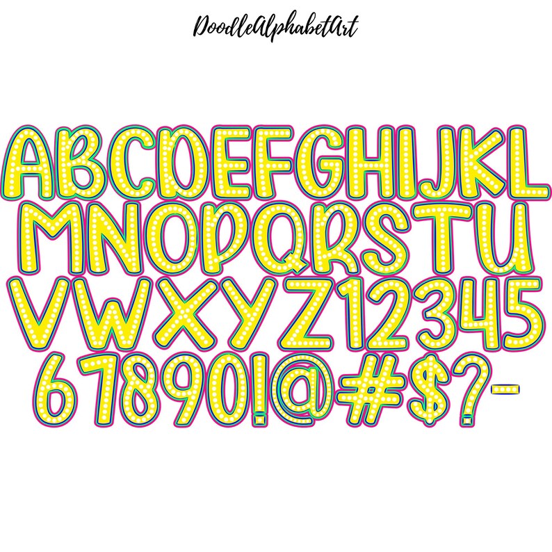 Polka Dot Marquee Alphabet PNG Bundle: Funky Colorful Letters (digital ...