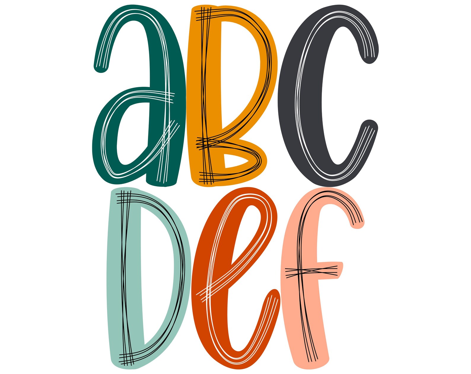 Scribble Letters PNG in 6 Colors Deep Teal Gold Drop - Etsy