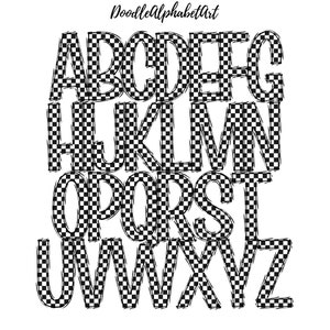 Checkered Letters PNG, Black and White Checkerboard Doodle Alphabet PNG ...
