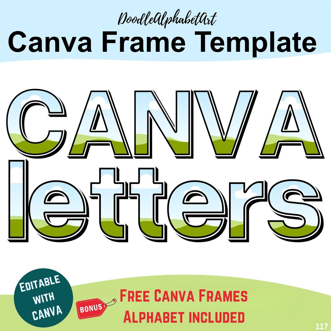 Canva Frames Editable Doodle Alphabet Letters, Vintage Block Shadow ...