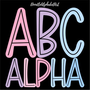 Black Centerline Letters Uppercase PNG, Five Pastels Color Scheme Feat ...