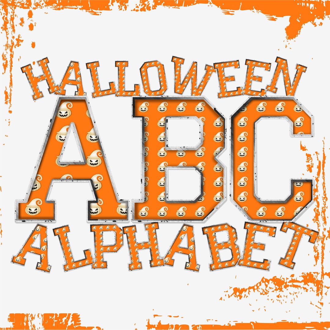 Halloween Alphabet Doodle PNG Letters & Numbers Perfect for Halloween ...