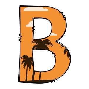 Palm Tree Summer Letters PNG, 5 Hand Drawn Doodle Alphabet Set in ...