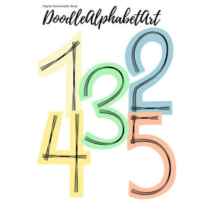 Scribble Letters PNG in 5 Pastel Color Palette, Digital Doodle Alphabet ...