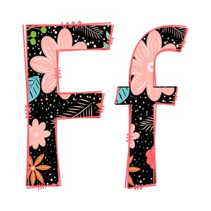 Floral Alphabet PNG, Spring Floral Letters PNG, Roses Floral Doodle ...