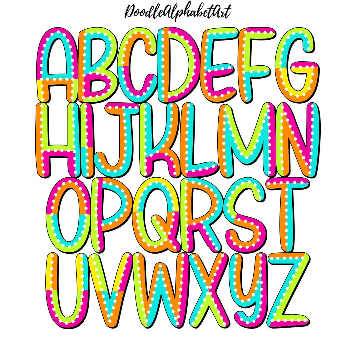 Polka Dot Alphabet PNG Bundle: Funky Font & Dalmatian Backgrounds ...