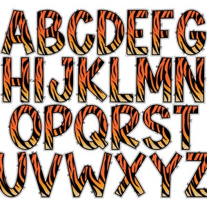 Tiger Skin Digital Alphabet Letters PNG, Hand Drawn Tiger Digital ...