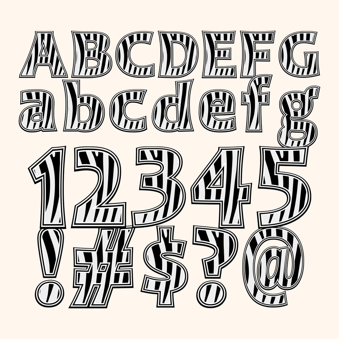Zebra Print Digital Doodle Alphabet Letters Transparent Pngs, Hand ...