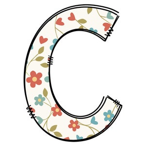 Floral Doodle Alphabet PNG: Hand-drawn Spring Flowers (digital Download ...