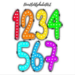 Summer Kids Doodle Alphabet PNG Bundle, Bright Color Palette, 7 Polka ...