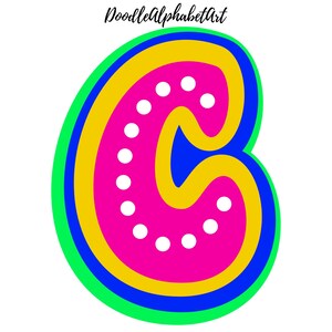 Funky Colorful Retro Groovy Alphabet PNG Bundle, Bright Color, 5 Alpha ...