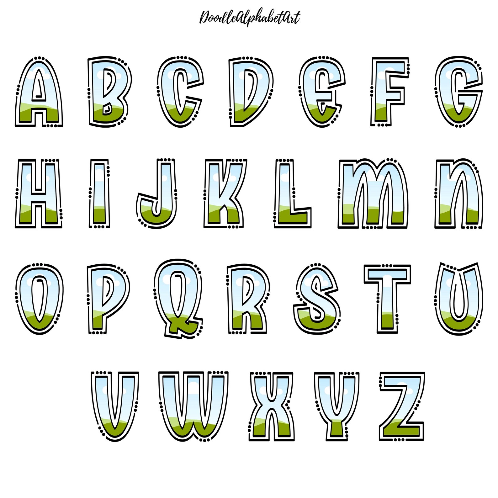 Lines and Dots Letters Canva Frames, Editable Template Canva Outlined ...