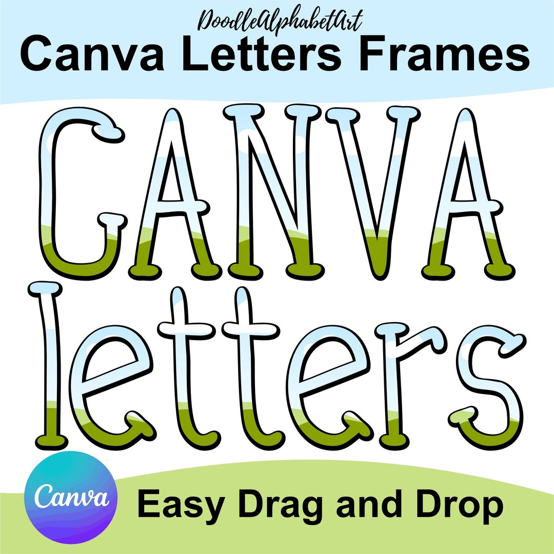 Canva Frame Letters Fun and Friendly Typeface Hand-writing - Etsy