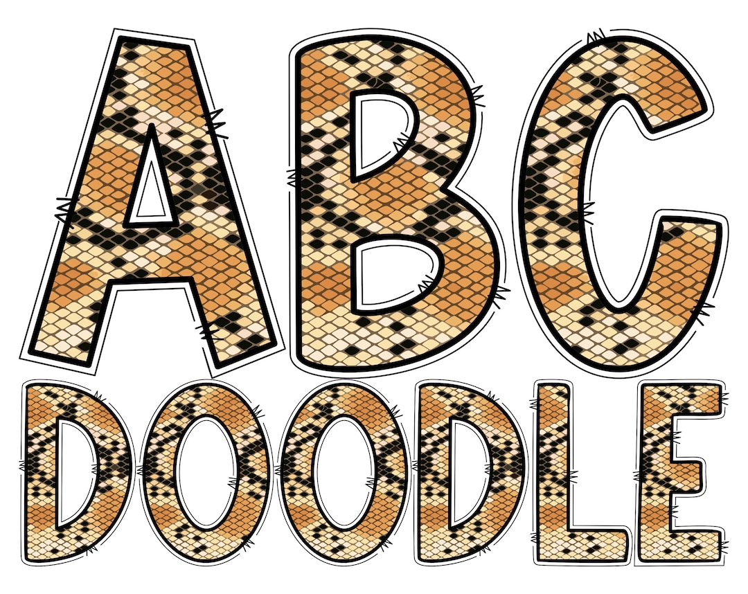 Snake Skin Digital Alphabet Letters PNG, Hand Drawn Snake Digital ...