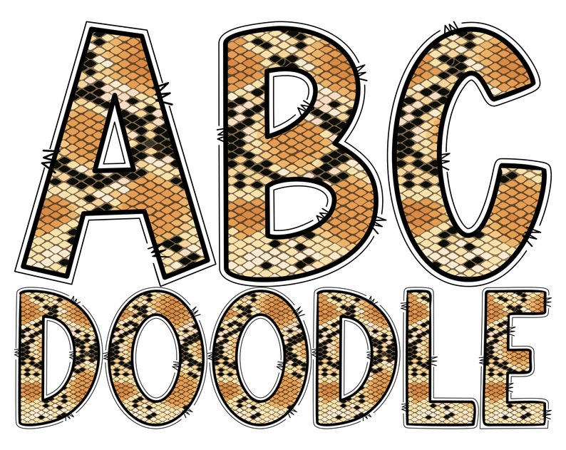 Snake Skin Digital Alphabet Letters PNG Hand Drawn Snake - Etsy