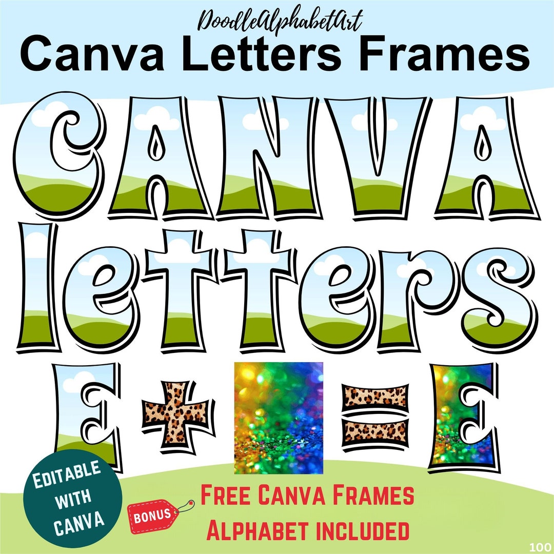 Vintage Block Shadow Canva Frame Letters: Curvy Doodle Alphabet ...