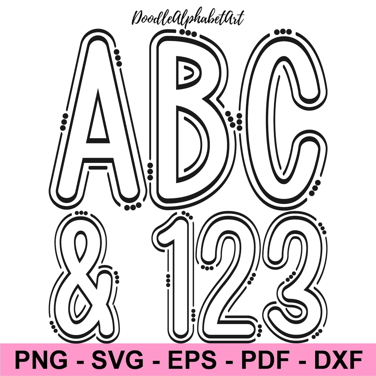 Doodle Alphabet: Transparent PNG SVG Letters for Cricut (digital ...