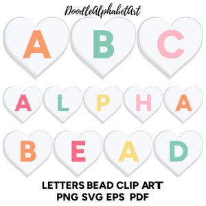 Heart Beads Clip Art Font, Bundle of 5 Sets Letters PNG SVG EPS Pdf in ...