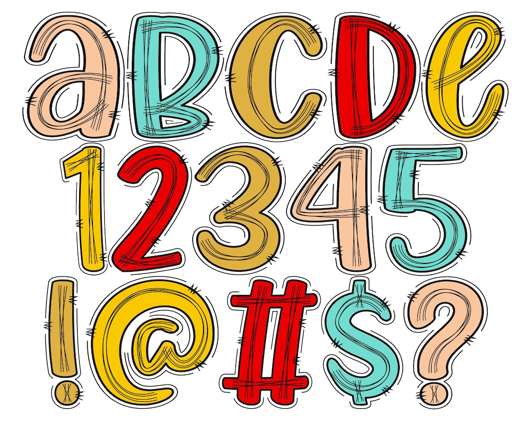 Boho Doodle Alphabet Letters PNG Bundle, Scribble Doodle Letters Png in ...