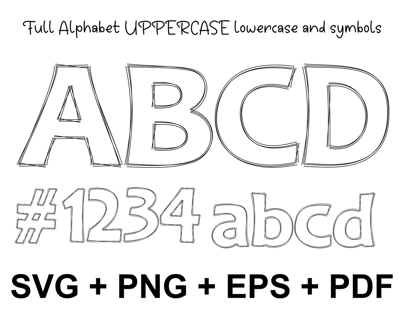 Full Scribble Doodle Digital Alphabet Bundle SVG PNG EPS Pdf - Etsy