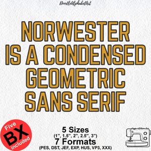 Norwester Satin Border & Fill Stitch Embroidery Font, 5 Sizes 7 Formats ...