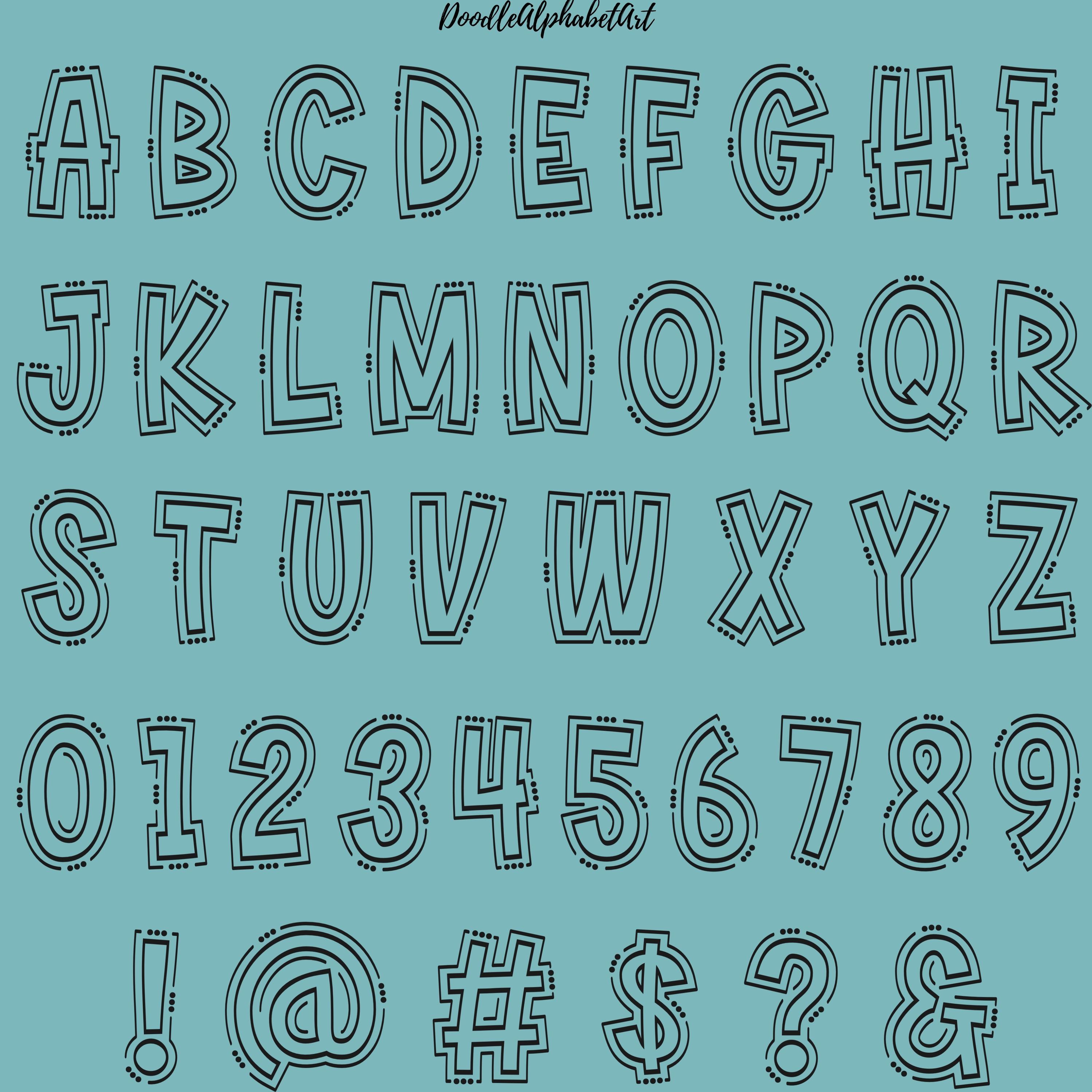 Fillable Blank & Transparent Doodle Alphabet, Lines and Dot Letters SVG ...