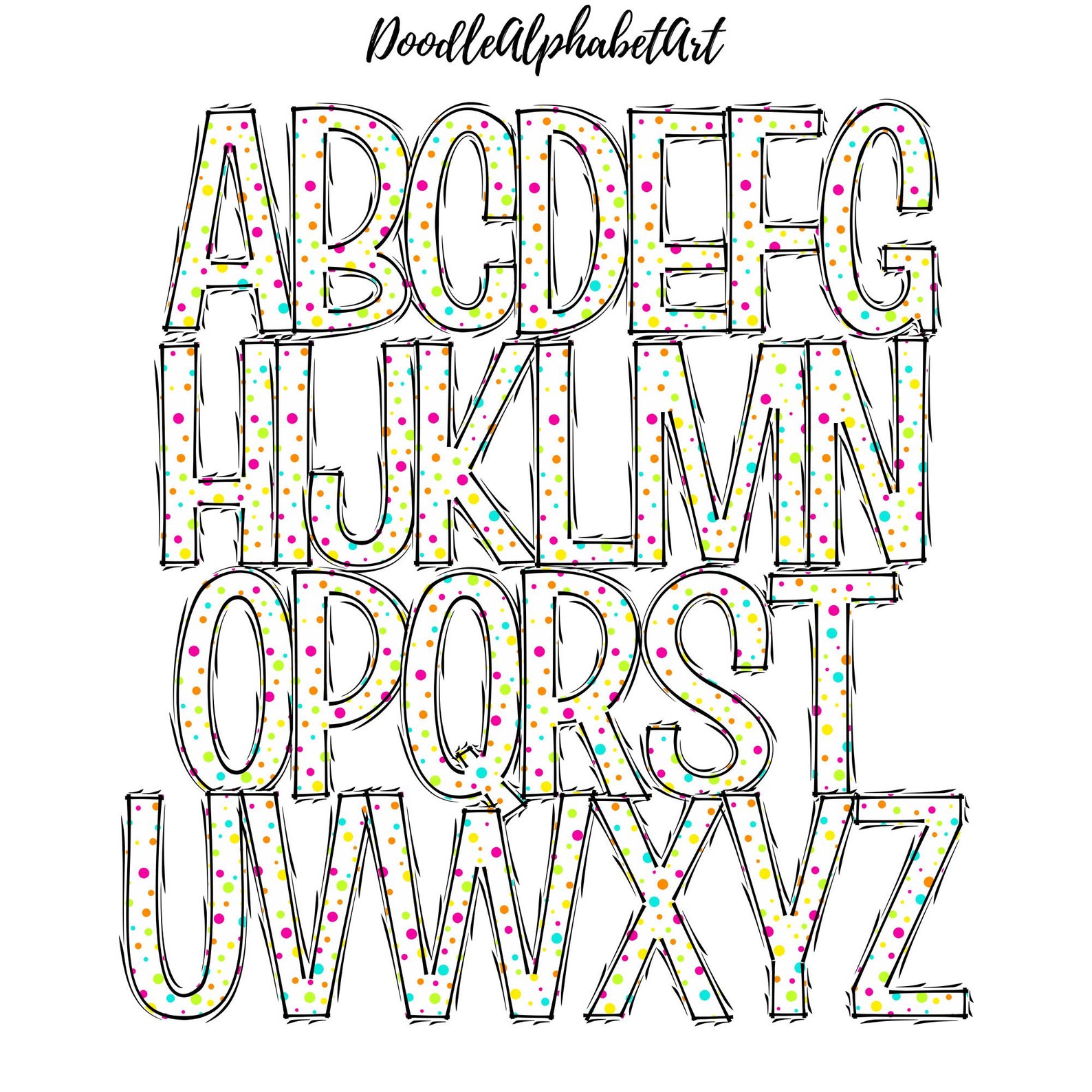 Doodle Dots Alphabet PNG Bundle: Playful Spot Letters (digital Download ...