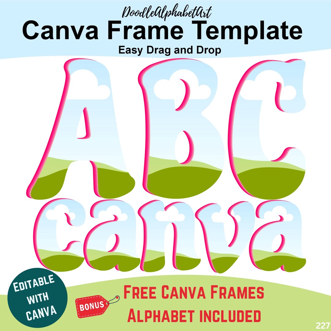 Canva Frames Cascading Alphabet, Valentine's Day Shades of PINK, Easy ...