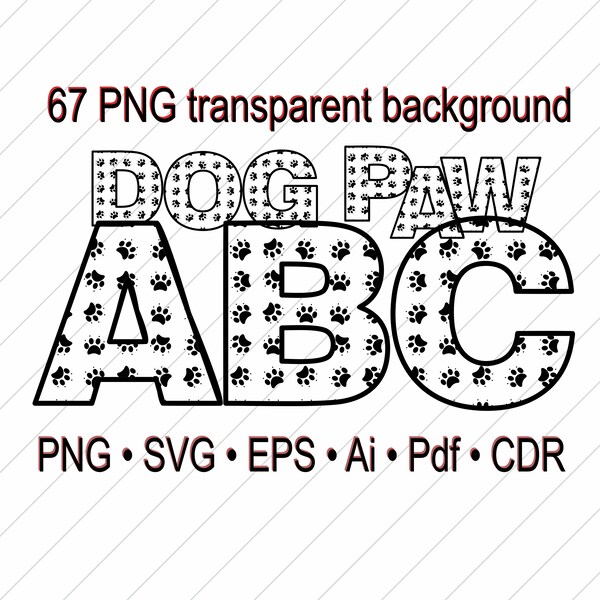 Paw Print Alphabet Svg - Etsy Israel