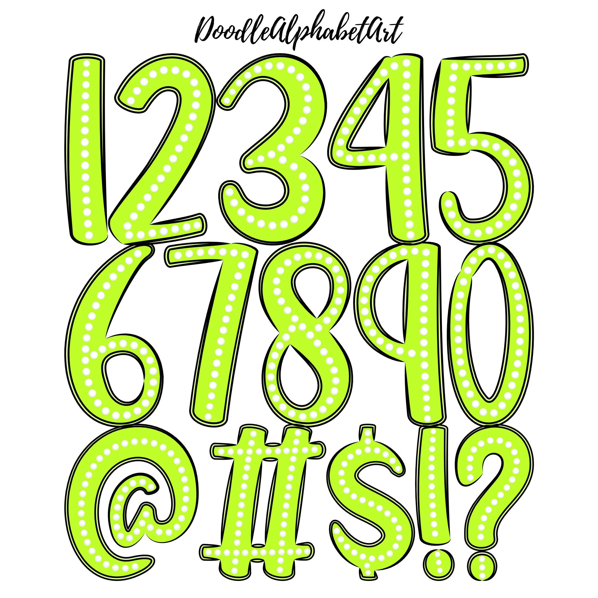 Dotted Font PNG: Bright Color Letters, Numbers, Symbols (5 Alpha Sets ...