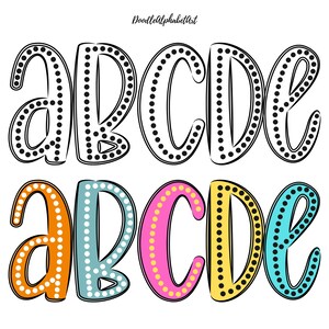 Fillable Blank Center Dots Alphabet SVG PNG Pdf, Editable Doodle ...