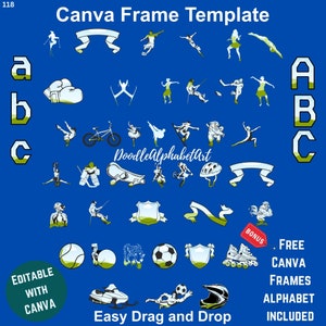 Editable Mega Sport Bundle CANVA Frames With Alphabet Sport Letters ...