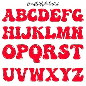 Neon Rainbow Scribble Retro Groovy, Doodle Alphabet PNG, 3D Inflated ...