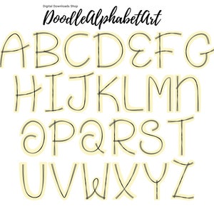 Scribble Letters PNG in 5 Pastel Color Palette, Digital Doodle Alphabet ...