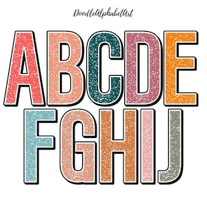Grunge Retro Letters PNG Bundle: Distressed Boho Alphabets (digital ...
