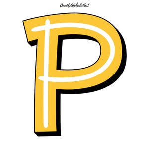 Vintage Doodle Alphabet PNG: Centerline Block Shadow Letters (digital ...