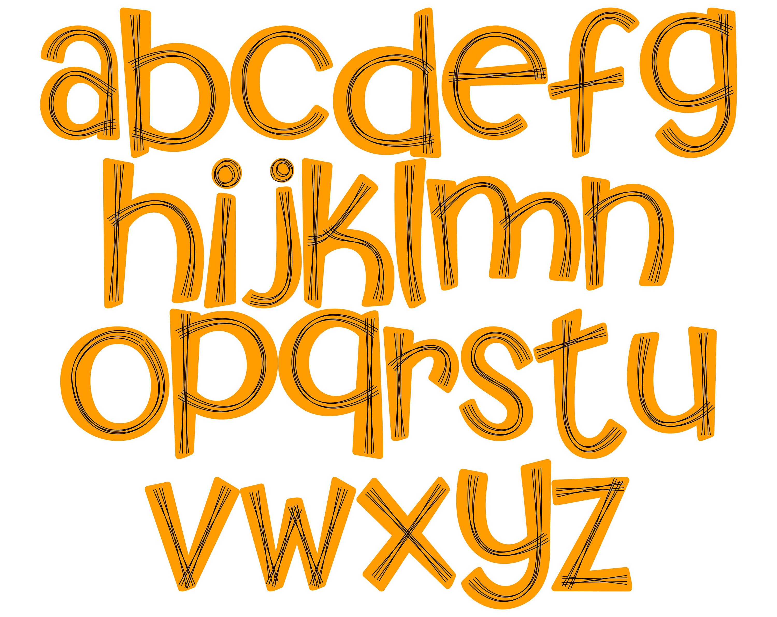 Scribble Letters PNG 5 Colors Orange Peel Silver Chalice - Etsy