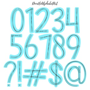 Pastel Doodle Alphabet PNG Bundle: Hand-drawn Letters & Numbers ...